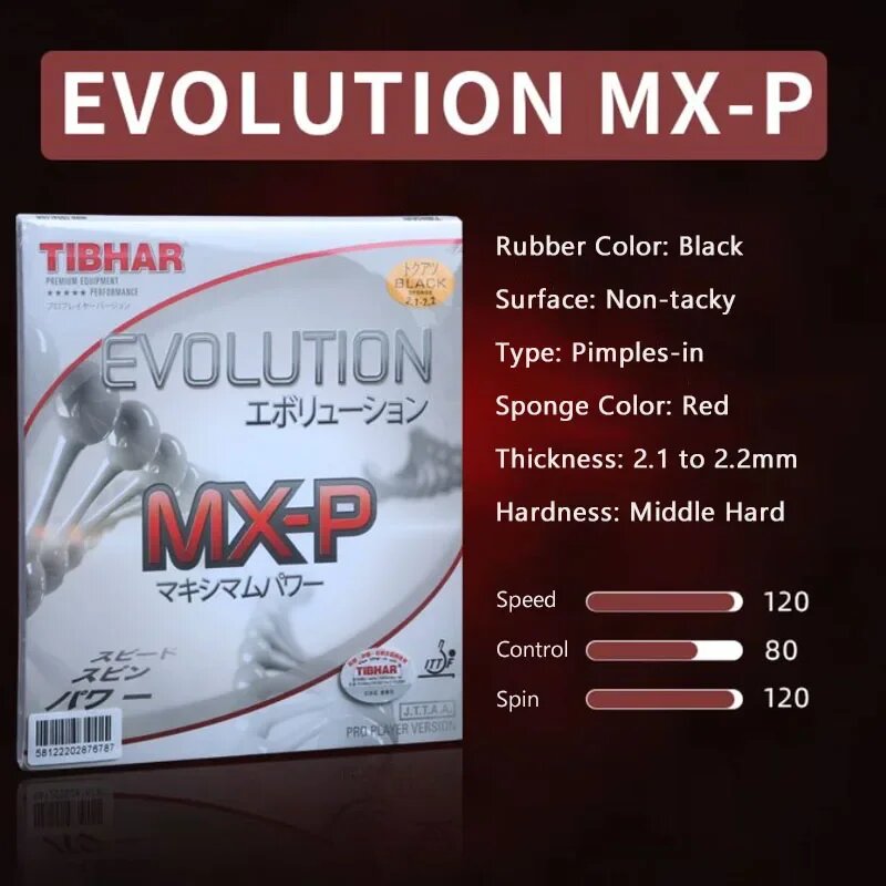 Tibhar Evolution MX-P, резина для настольного тенниса, черная