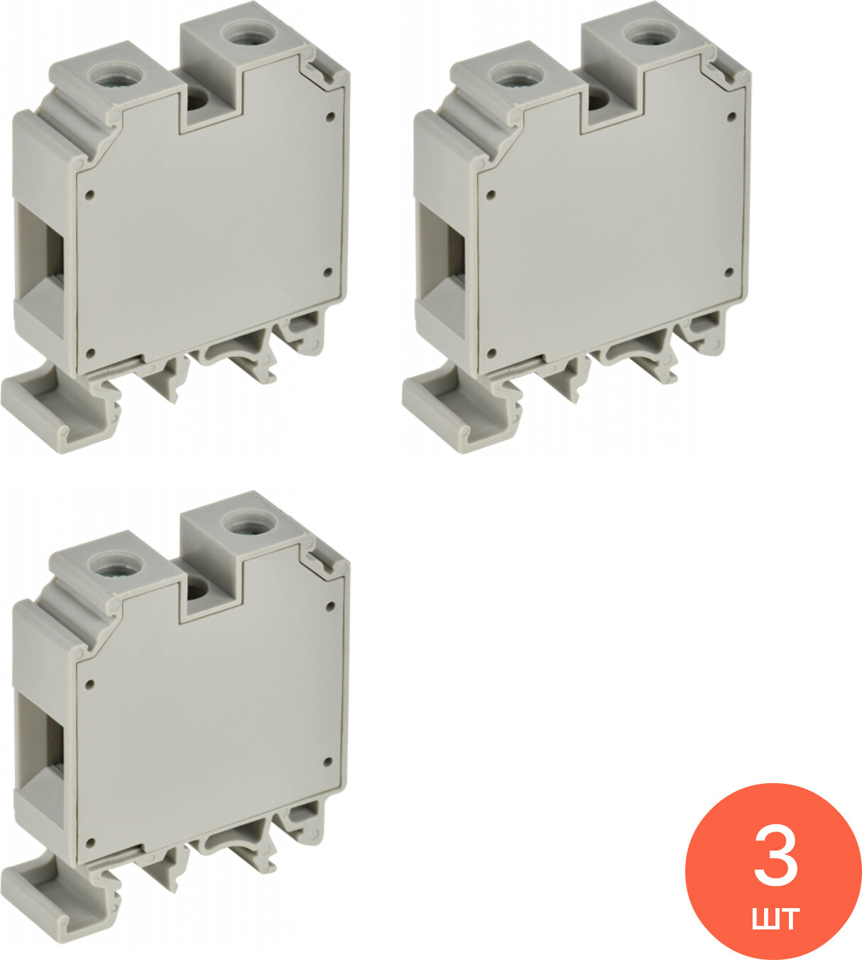Клемма для проводов IEK / ИЭК CTS 35мм2 корпус огнеупорный пластик, серая, 50.5х16.5мм, 1шт. / зажим (комплект из 3 шт)