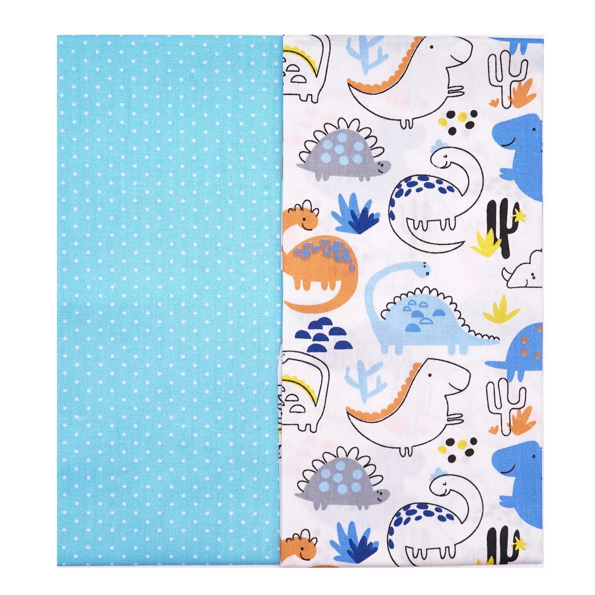 Набор тканей 'Динозаврики', цвет голубой, 100% хлопок, 50*50 см, 2 шт, Astra&Craft