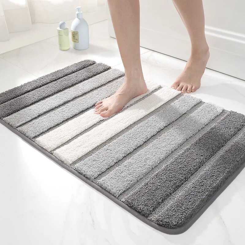 Микрофибра полосатый коврик для ванной 50x80cm, Серый, bath mat-darkGary
