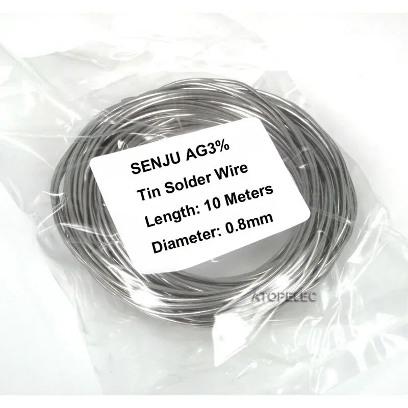 SENJU Серебряная оловянная паяльная проволока Ag3%, 10 м, 0,8 мм/1 мм 0.8mm Diameter