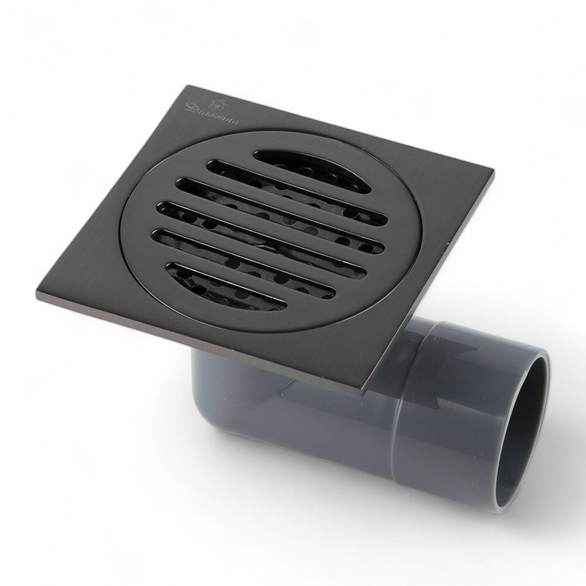 Душевой трап квадратный с защитой от запаха, цвет графит, Diadonna, 100х100 мм, высота 75 мм, сухой затвор