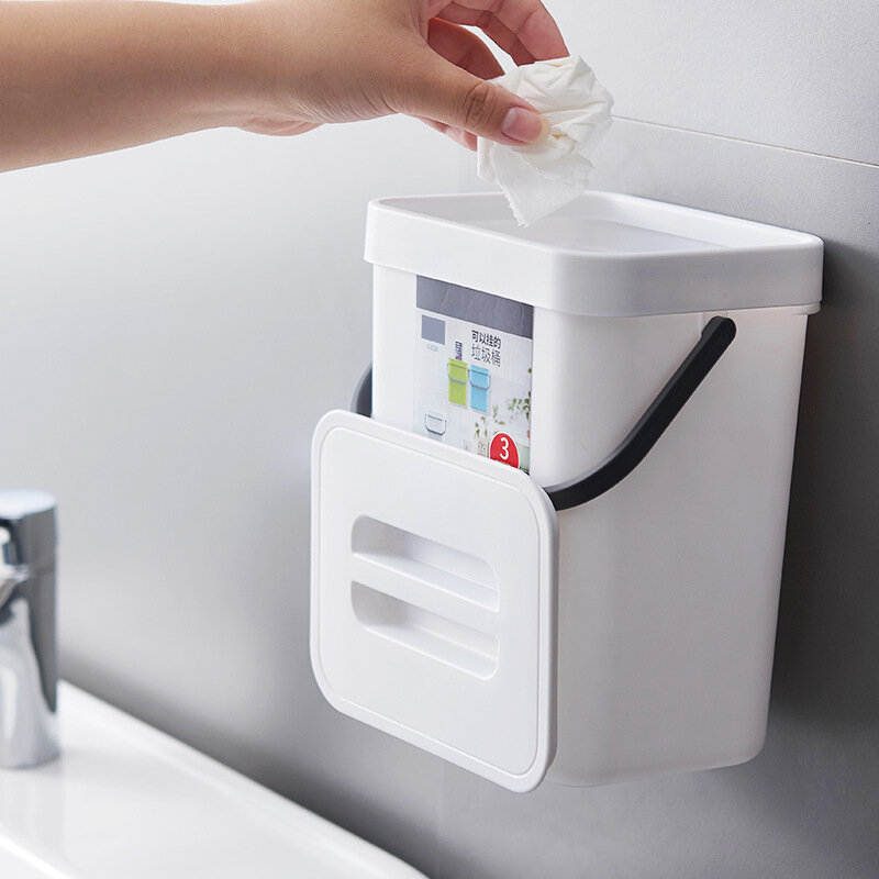 Кухонное подвесное маленькое мусорное ведро / компостное ведро с крышкой / 3 л