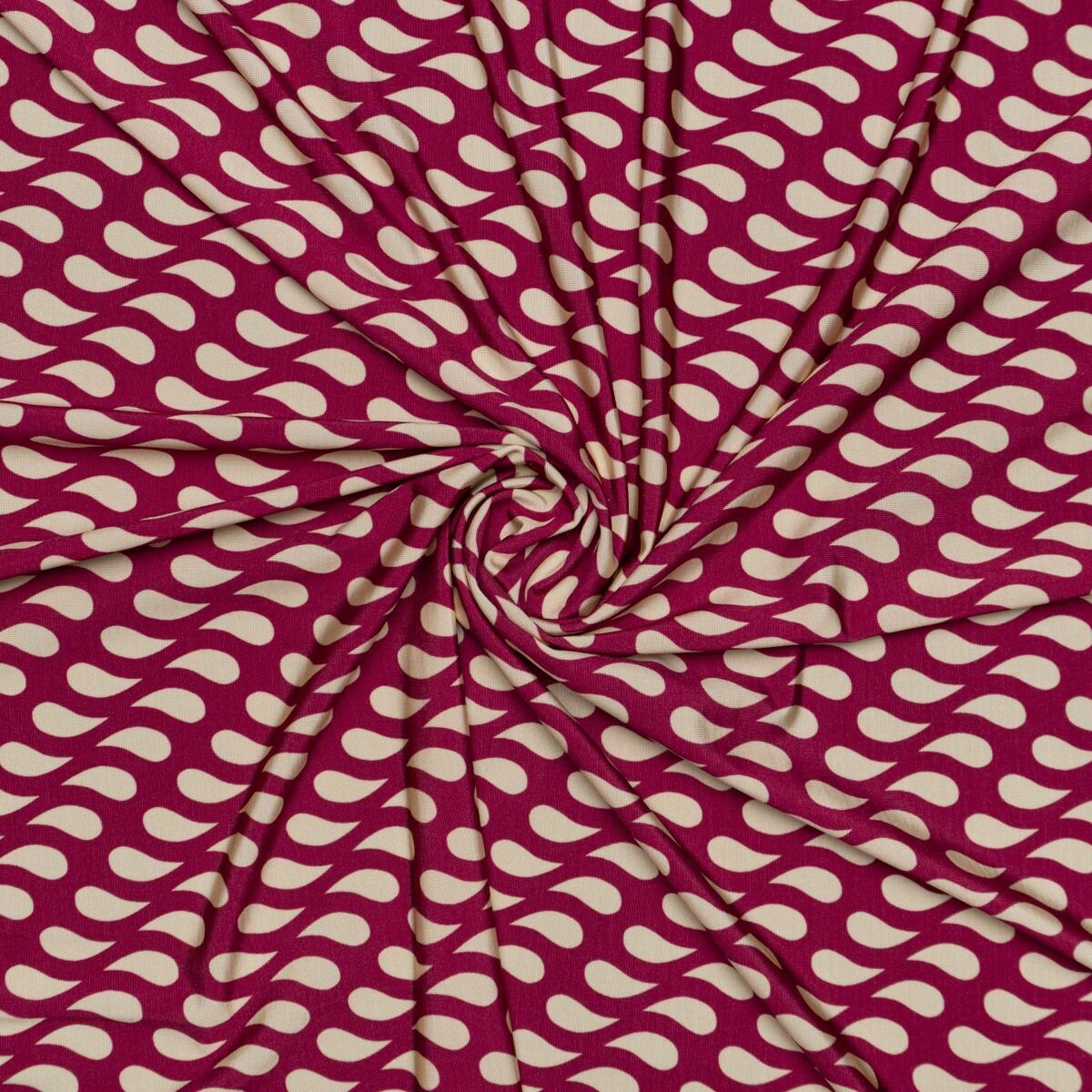 Трикотажная ткань, бордовая с бежевым горохом, 2м x 1.35м