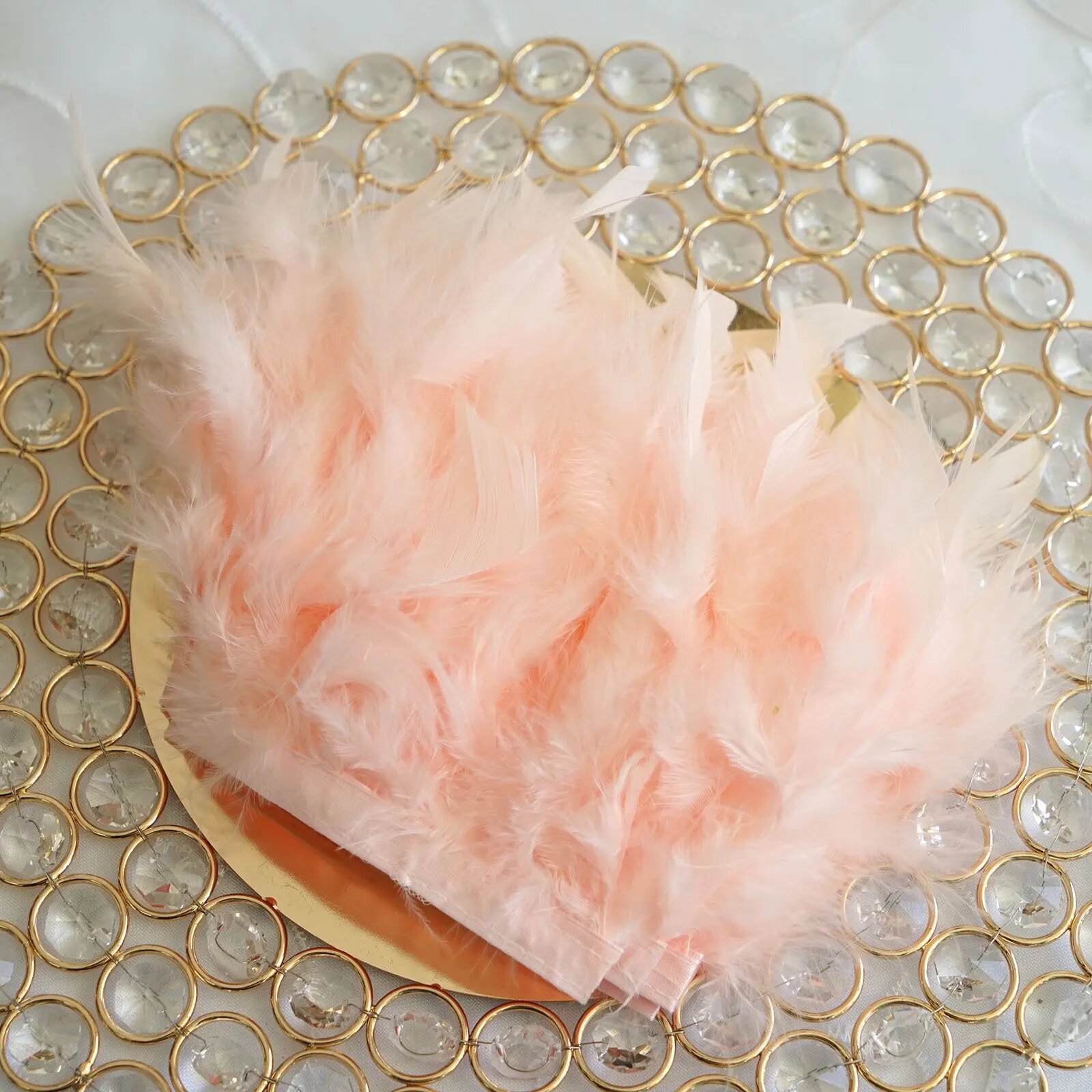 Лента из перьев марабу LZA FENGJ 1 метр Розовый, champagne