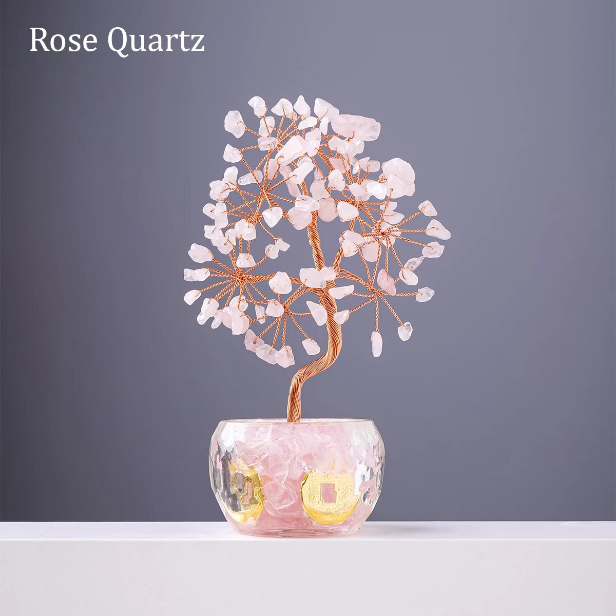Дерево удачи из розового кварца Rose Quartz