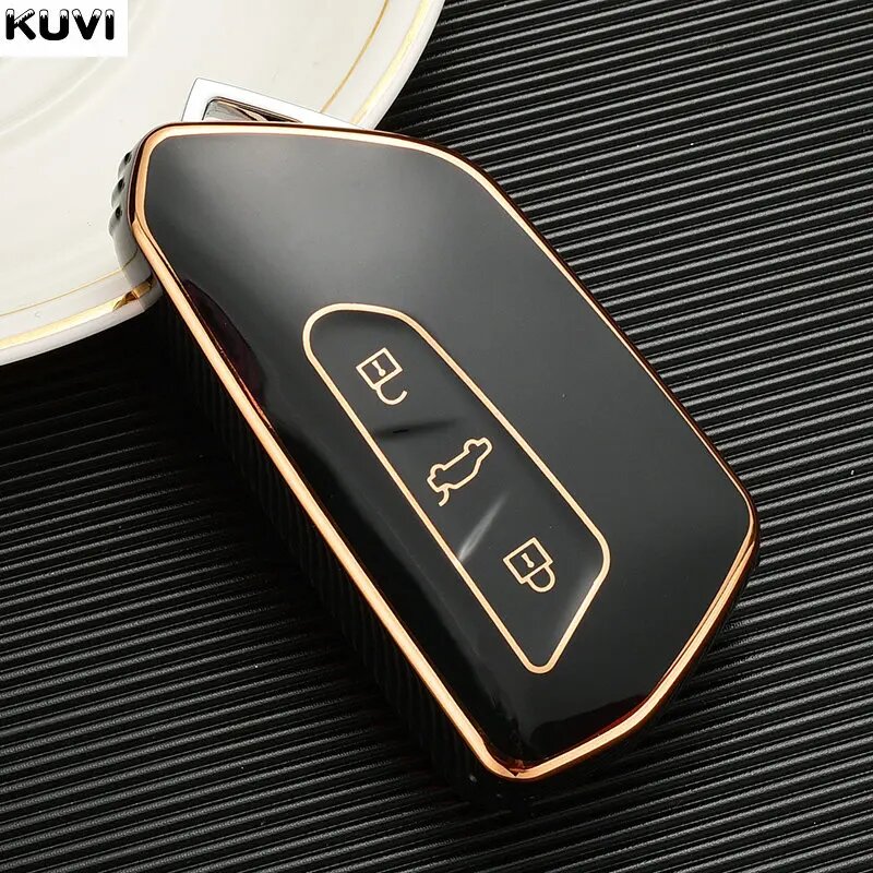 Черный чехол для ключа VW Golf 8 Skoda Octavia Seat 3 кнопки
