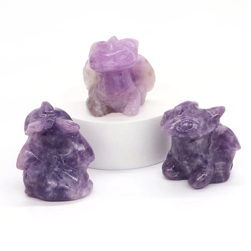 Мини фигурка Беззубика летающего дракона из черного оникса, Сиреневый, 1PC, Lilac Lepidolite