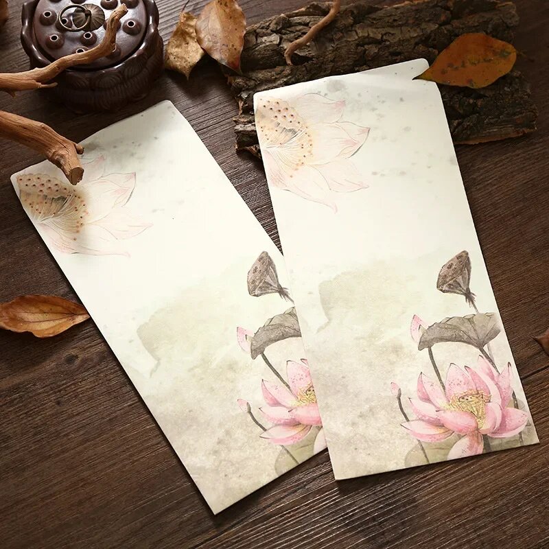 20 шт. винтажные бумажные конверты с цветком лотоса 1