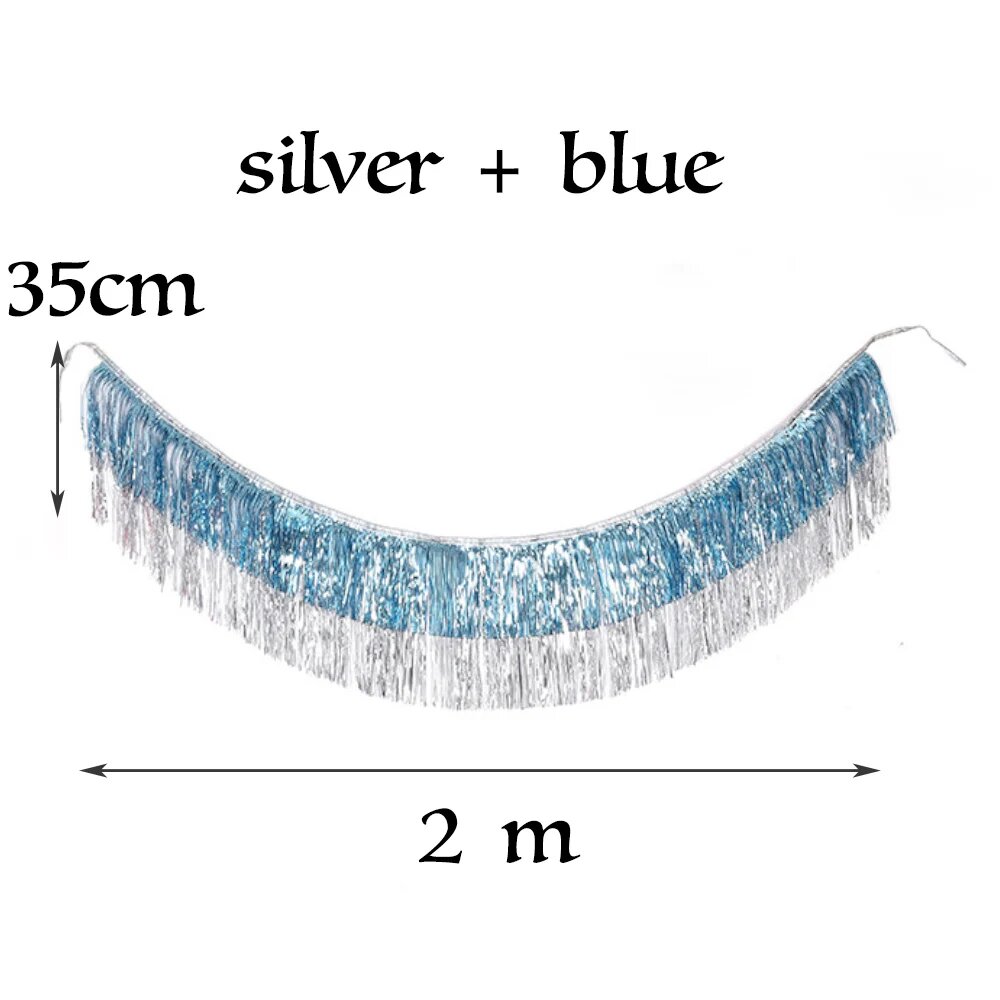 Фольгированная гирлянда Parehope 2 м Голубой, blue silver