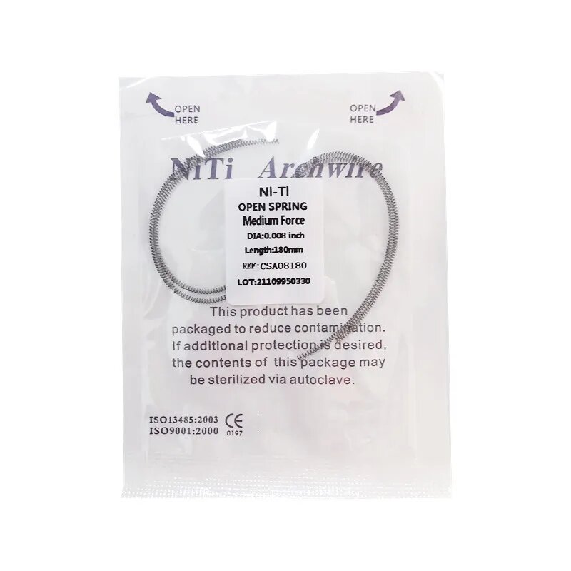 NiTi Archwire Open Spring Medium Force 0.008x180mm