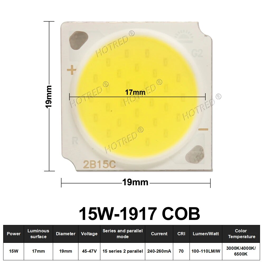 COB LED 15W 19-17mm 4500K Neutral White