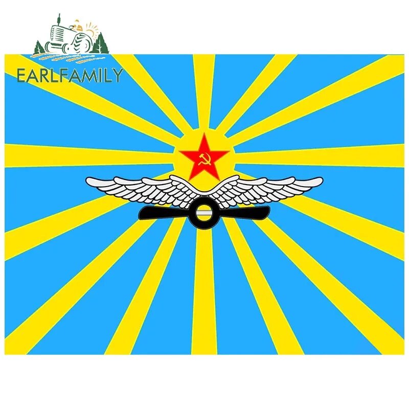 EARLFAMILY, флаг СССР, военно-воздушные силы, наклейки на автомобиль, наклейки для автомобиля, водонепроницаемые автомобильные аксессуары, украшение для автомобиля и мотоцикла YT-98453