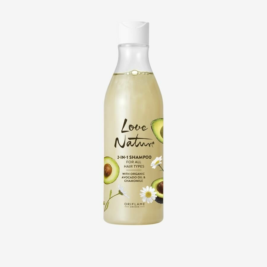 Шампунь-уход Oriflame Love Nature 41362, 2 в 1, авокадо и ромашка, биоразлагаемый,500мл