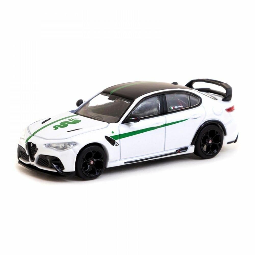 Машинка Tarmac Works 1/64 Alfa Romeo Giulia Gtam White Green Lamley Special Edition Diecast Scale Model Car
