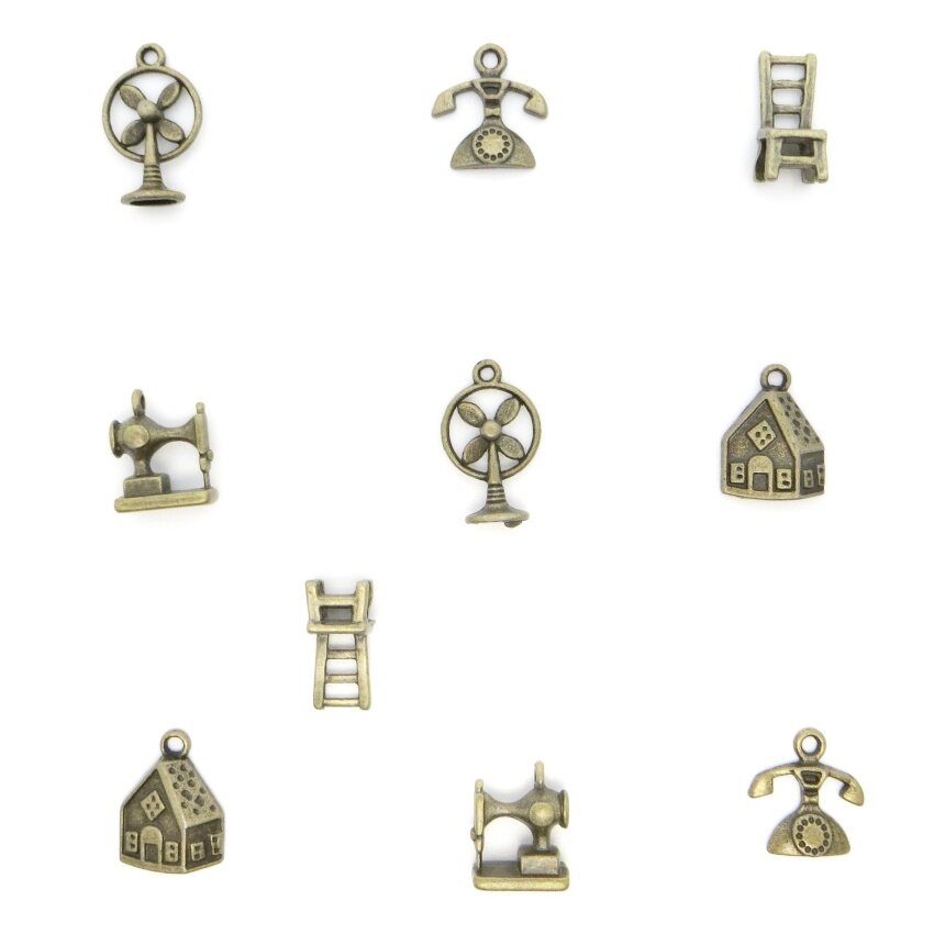 Набор шармов для рукоделия Рукоделие металлические, "Домашний быт" бронзовый цвет