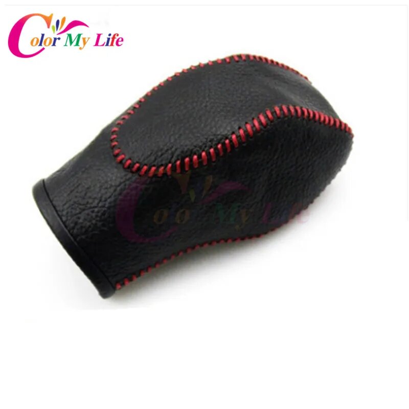 Кожаный чехол для ручки переключения передач, чехлы для ручного тормоза для Ford Black Red Line Knob