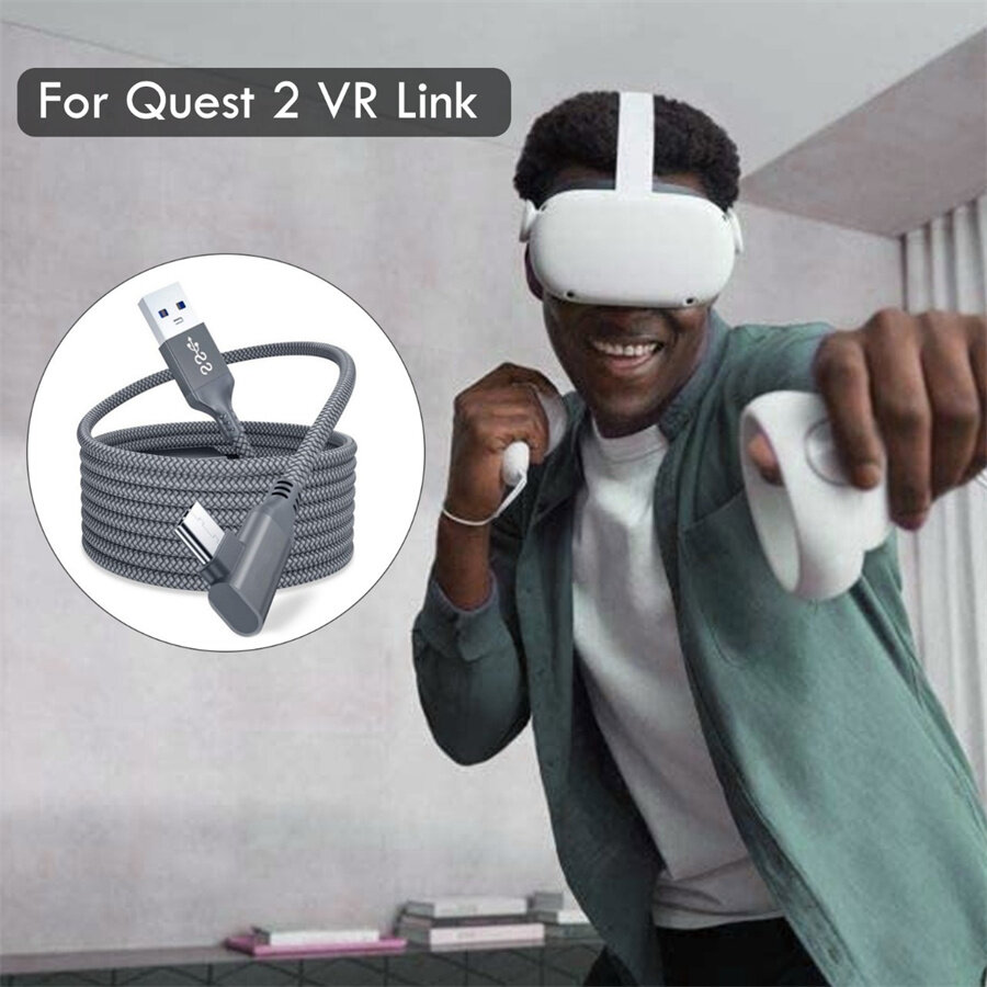 Кабель-переходник, совместимый с oculus quest 2, для быстрой зарядки и передачи данных на пк, кабель usb c 3.0 для vr-гарнитуры и игрового пк, 16 футов (5 м)