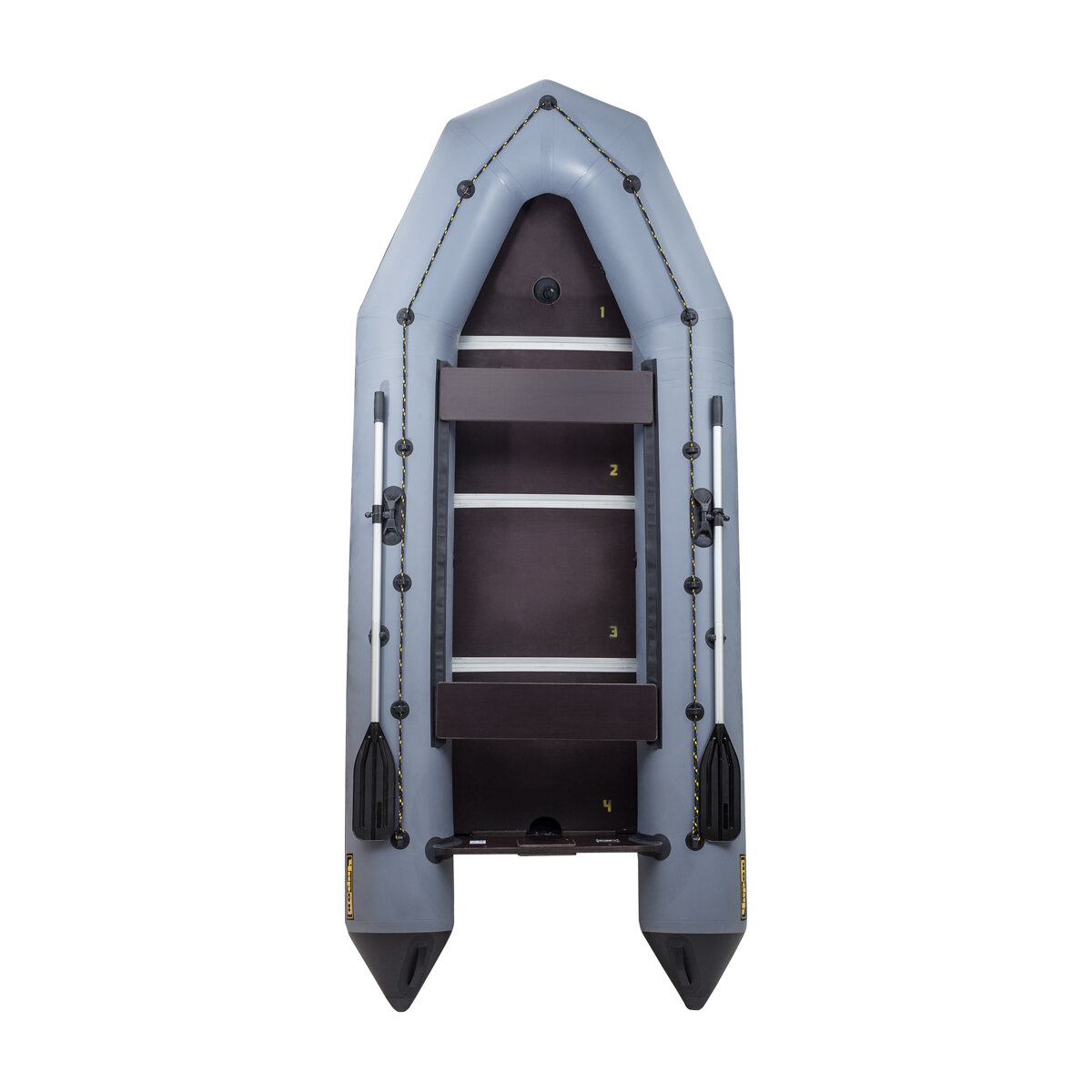 Надувная моторно-гребная килевая лодка ПВХ "Чирок-340К" (сплошной фанерный настил), цвет серый