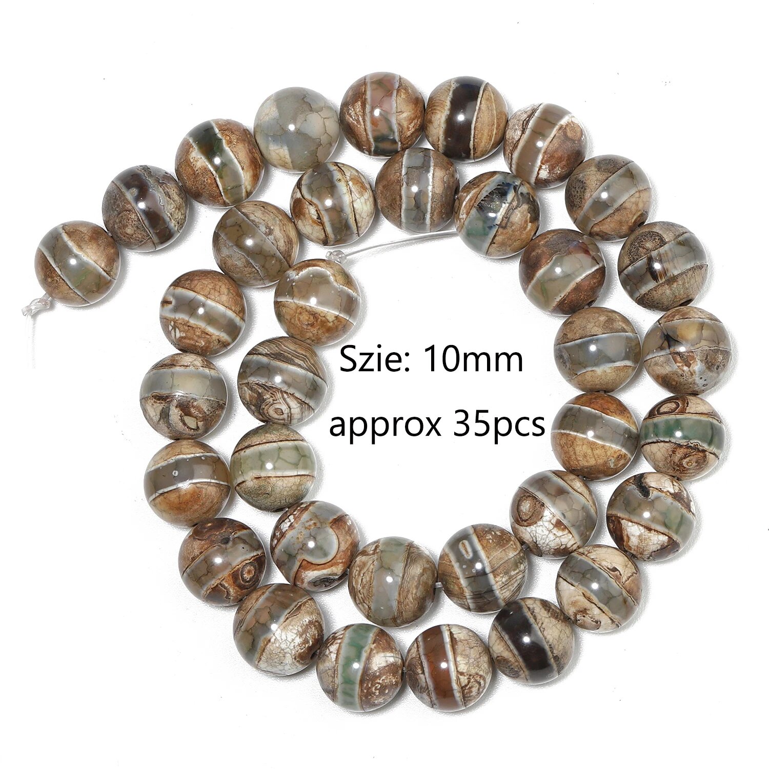 Бусины Дзи Агат 8/10 мм xilitata T 5-10mm