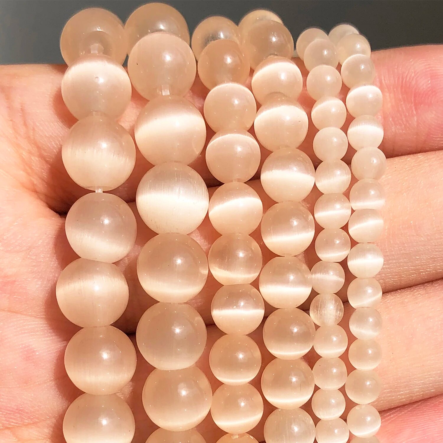 Бусины из натурального лунного камня, розовые, белые, синие, кошачий глаз, свободные опаловые бусины для изготовления ювелирных изделий, бусины, браслет, серьги, аксессуары