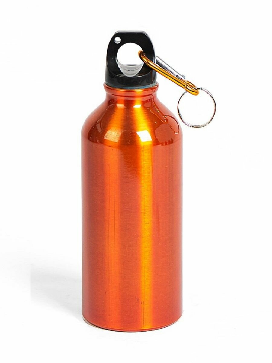 Бутылка для воды "Mento", алюминиевая с карабином, 400 мл, оранжевый