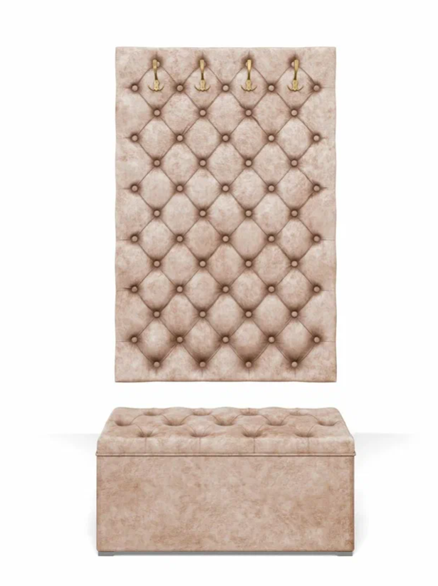 Прихожая Betel Мишель Панель вешалка Мишель 950+Пуф Мишель 950 В. Латте