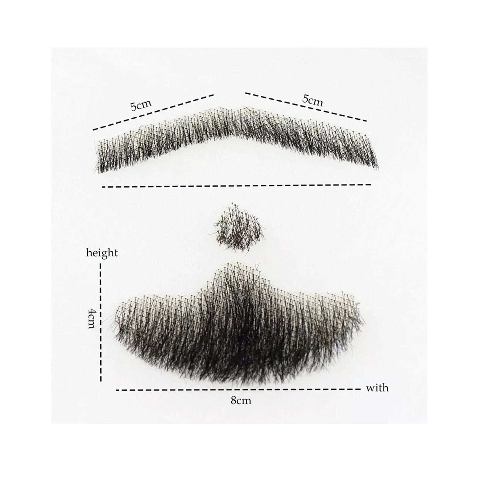 Короткая черная искусственная борода из человеческих волос 1