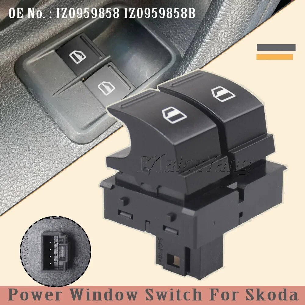 Кнопка электрического стеклоподъемника 1Z0959858 для Skoda Fabia 2, Octavia 1Z, Roomster, аксессуар для стайлинга автомобиля