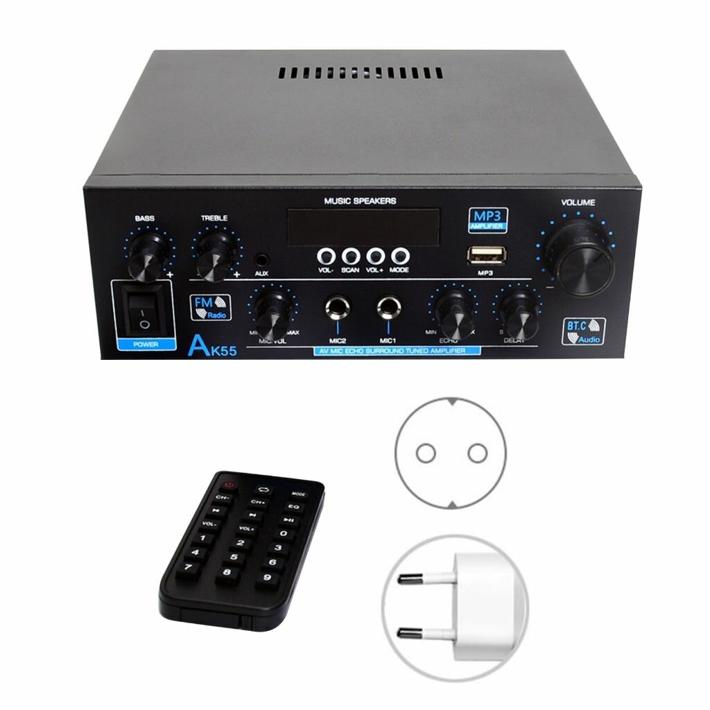 Запчасть для аудиотехники, Усилитель AK55 высокой мощности hifi с цифровым Bluetooth, аудиоусилитель 2.0 канала - европейская версия, 1 комплект