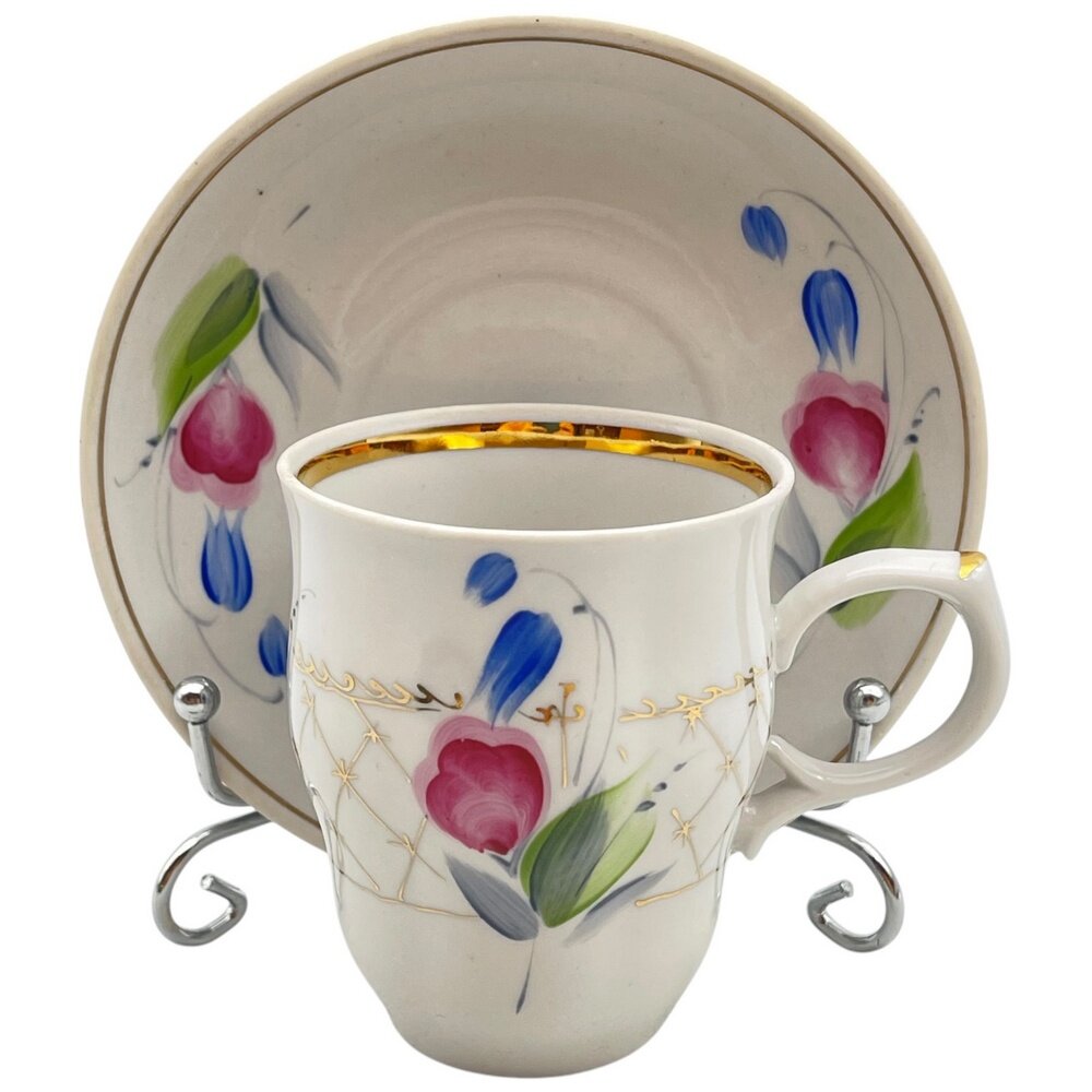 Чайно-кофейная пара "Утро", 150 мл, фарфор, 1966-1991 гг, Сысерть, СССР