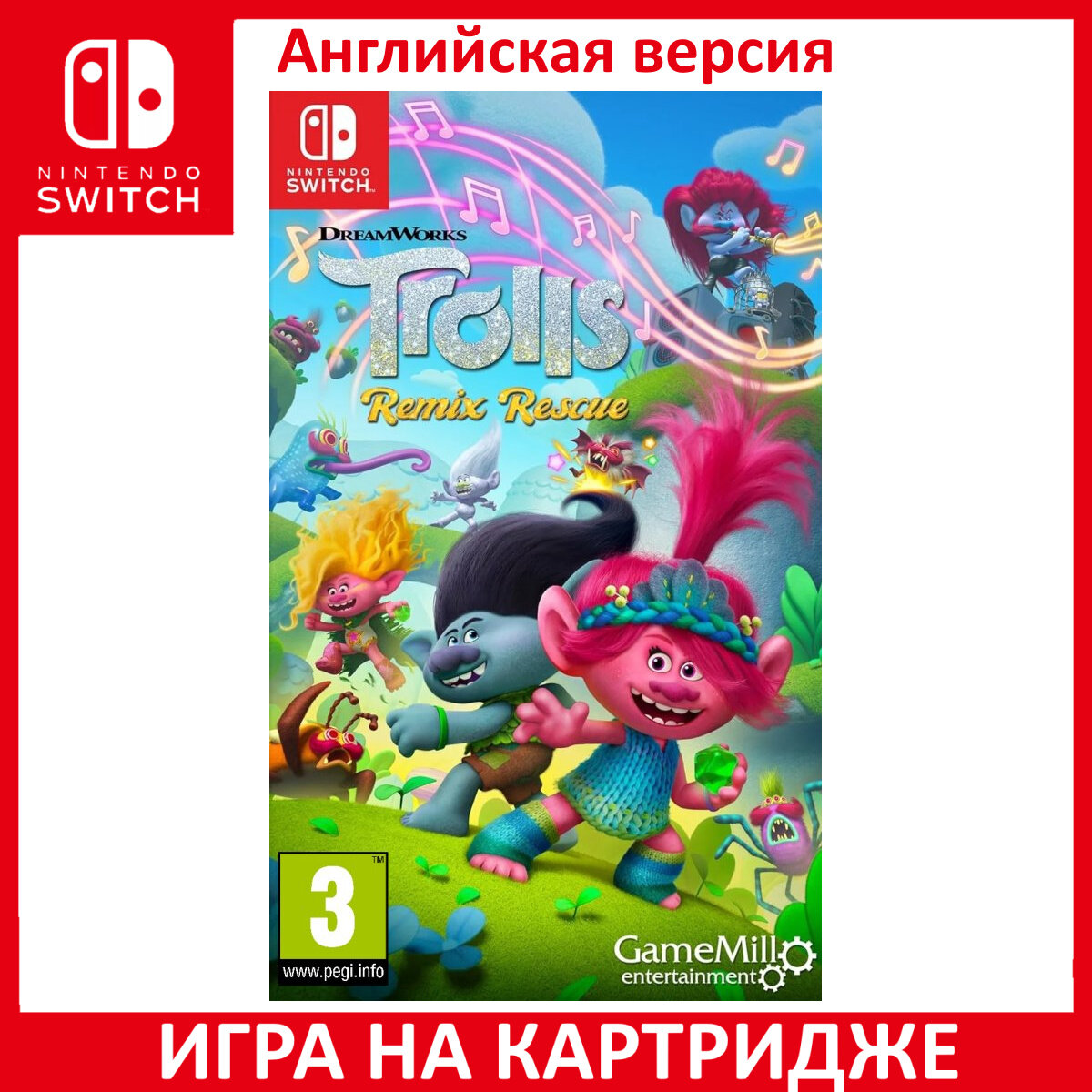 Игра DreamWorks Trolls Remix Rescue Switch Английский язык Картридж на Nintendo Switch
