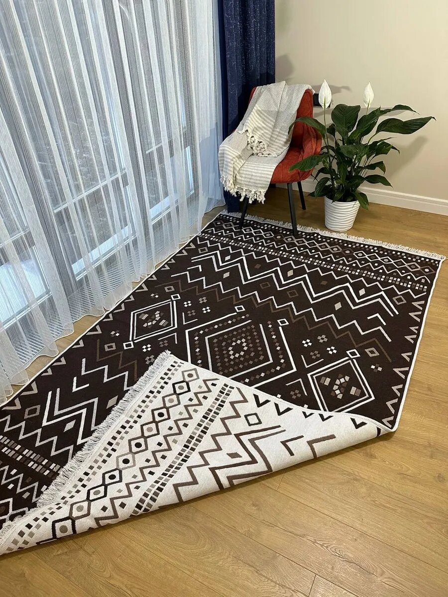 Ковер комнатный Green Carpet, хлопковый, двусторонний, 160x250 см турецкий килим