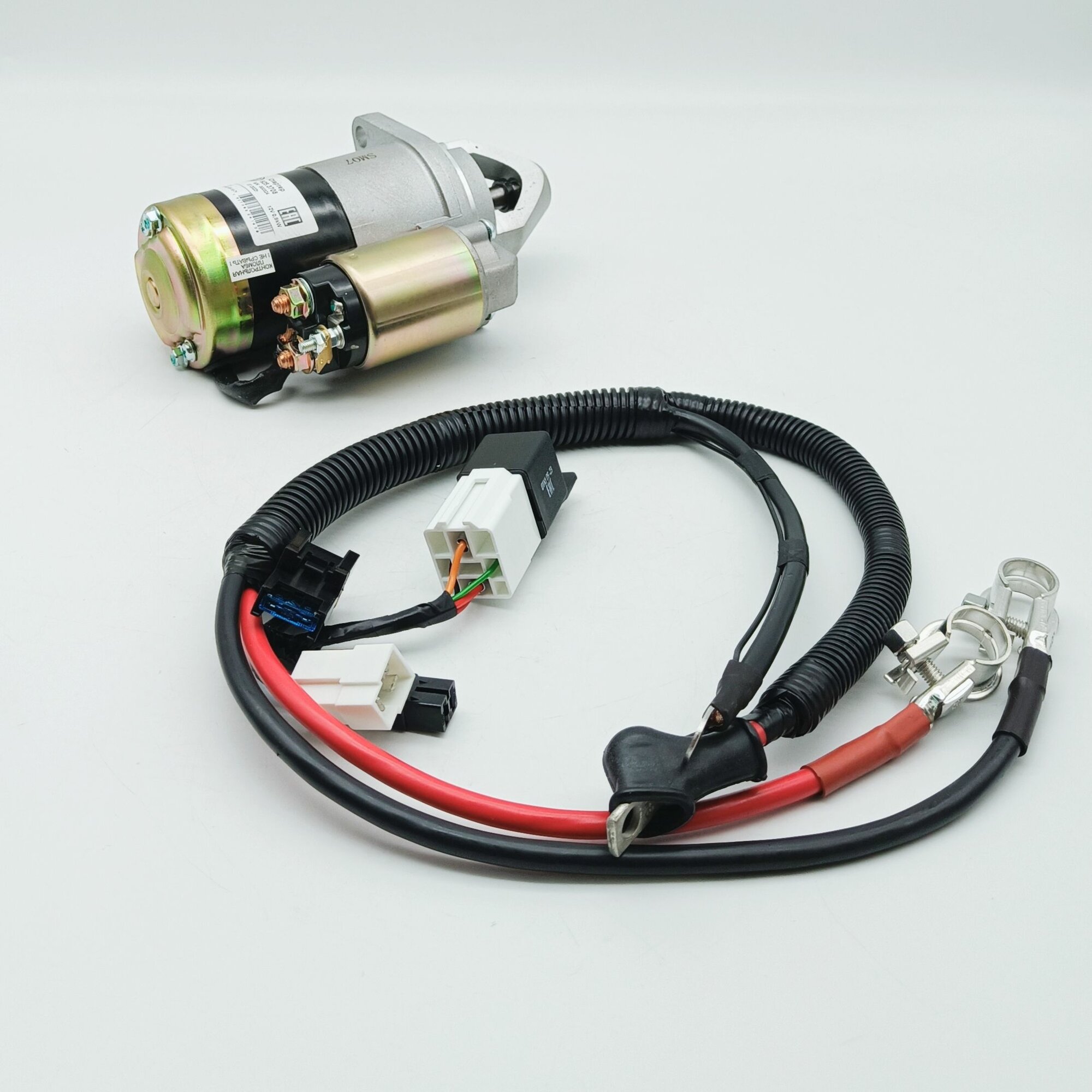 Набор стартер электрический с проводами подключения для снегохода Буран (электростартер 12 вольт, ти