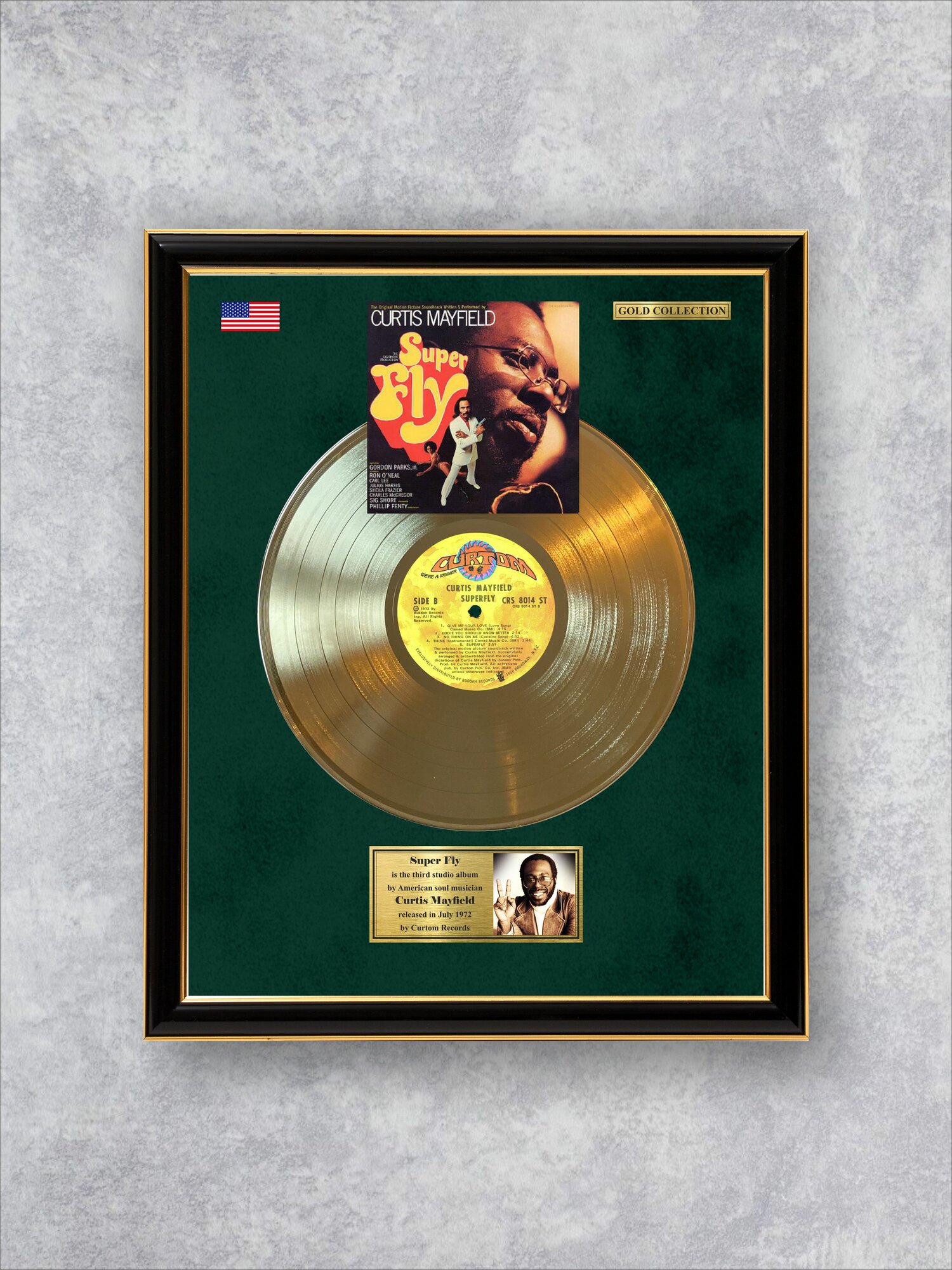 Curtis Mayfield Super Fly золотой винил в рамке