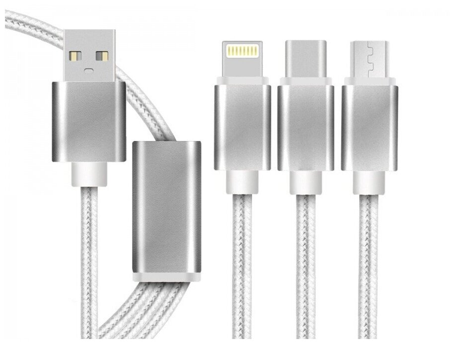 Кабель для зарядки Hoco UPL12 USB 2.1A для Lightning & Micro & Type-C (1 метр)