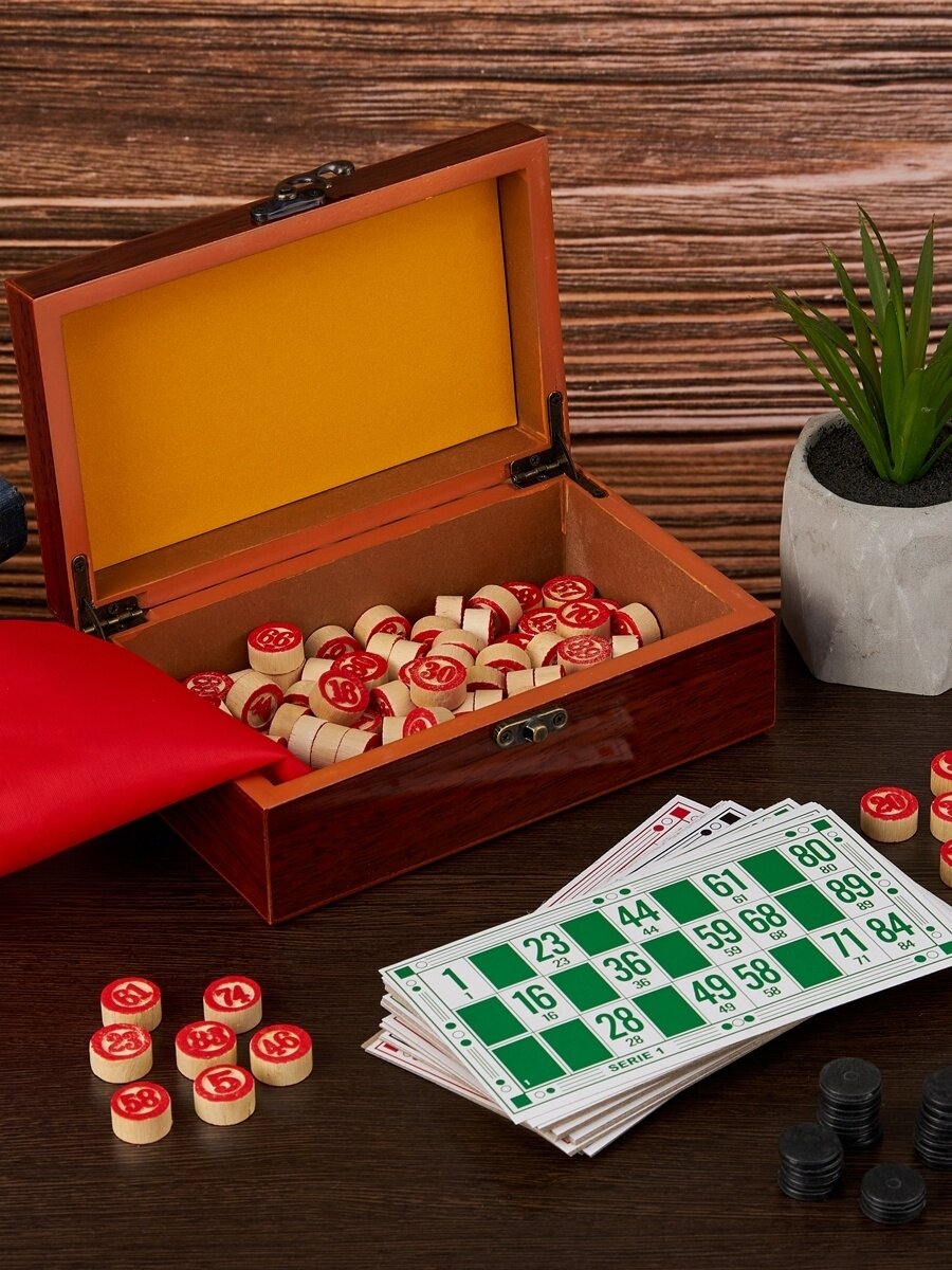 Настольная игра русское лото в деревянной подарочной шкатулке для всей семьи