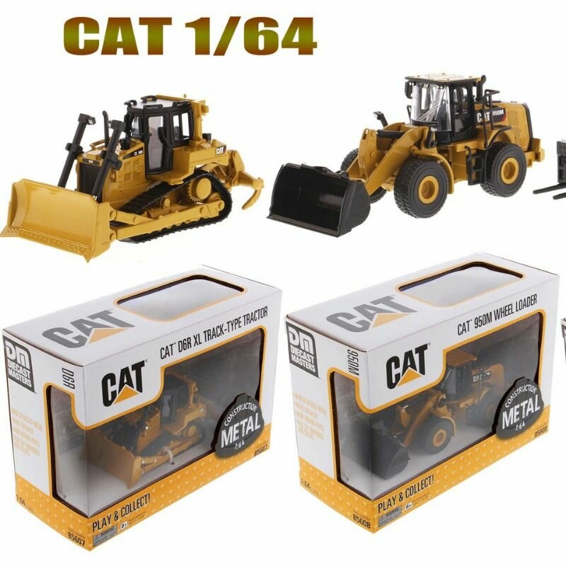 DM Модель бульдозера CAT D6R 1:64 металлическая реалистичная игрушка-подарок для детей Топ продаж 2025, Хит продаж, Высокое качество