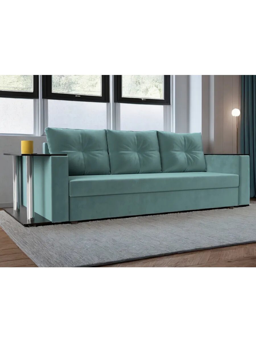 Раскладной прямой диван Атланта Лайт со столом слева