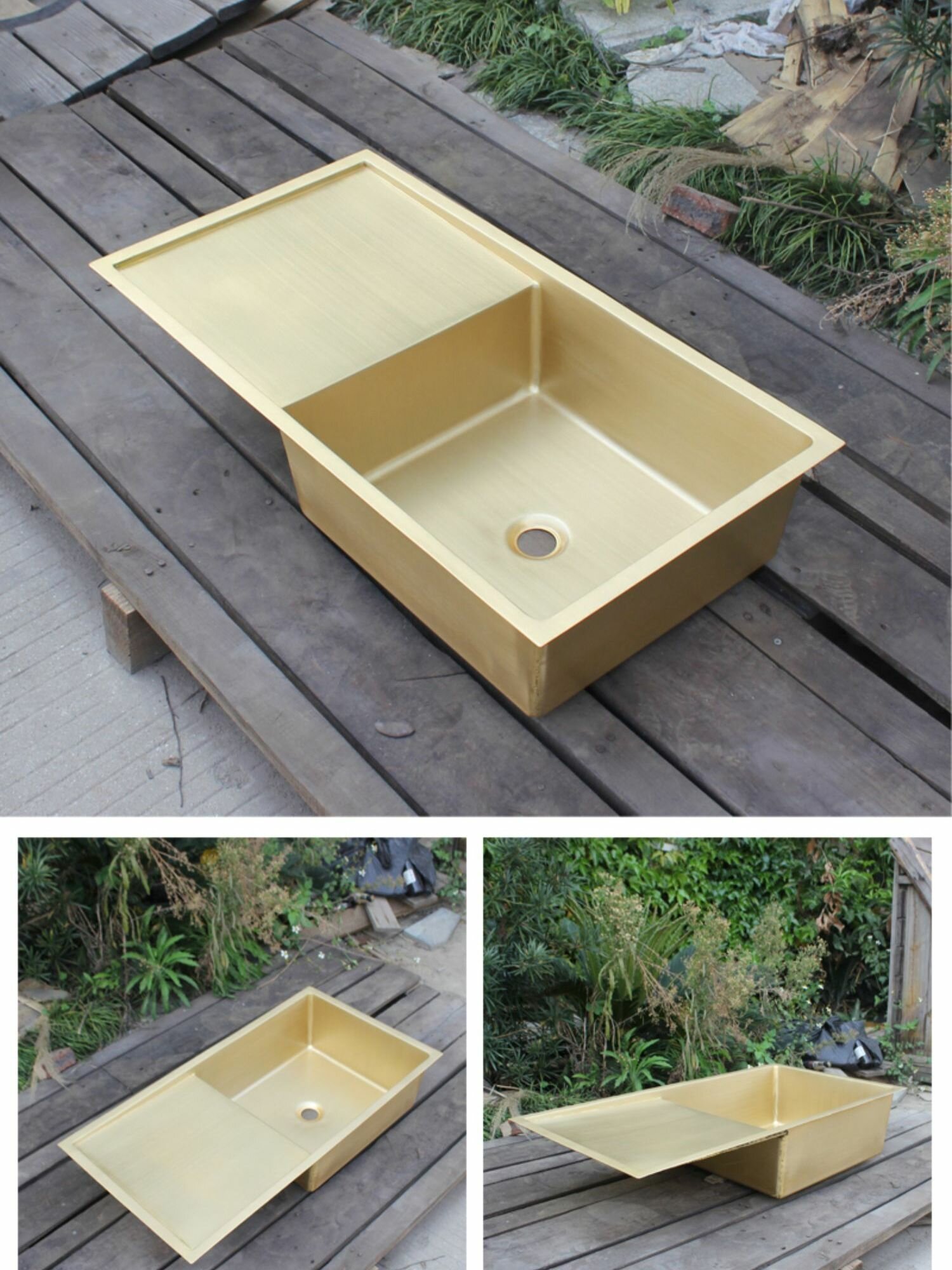 Мойка Латунная, форма прямоугольник, глянцевое покрытие, золотистый цвет