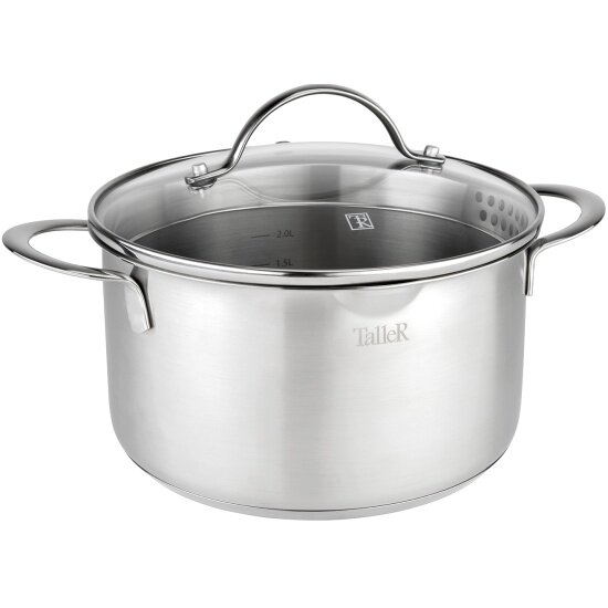 Кастрюля Taller Авелина 5.3 л, 24 см, с крышкой, нерж. сталь (TR-17254)