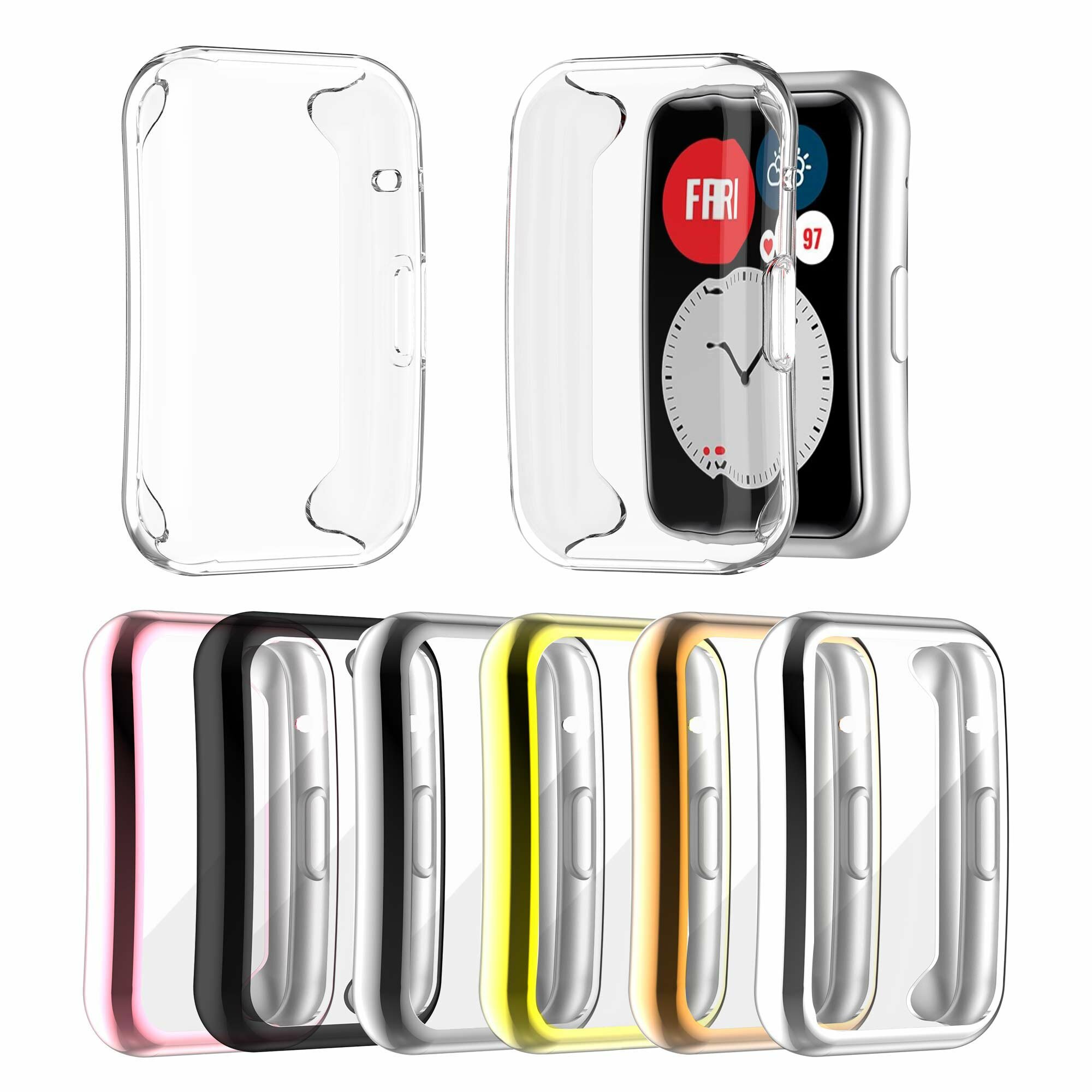 Case Compatible for HUAWEI Watch FIT Full Cover Screen Protector Soft TPU Scratch Resistant All Around Protective