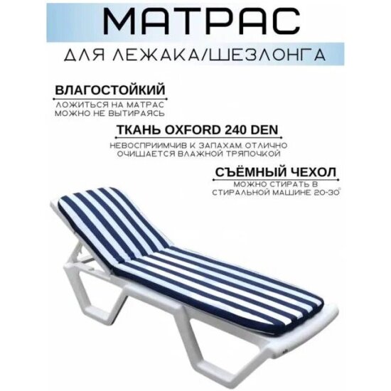 Матрас для шезлонга Bigarden бело-синий