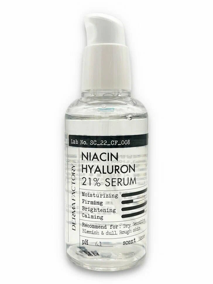 Derma Factory Сыворотка для лица с ниацинамидом и гиалуроновой кислотой NIACIN HYALURON 21% SERUM 80мл