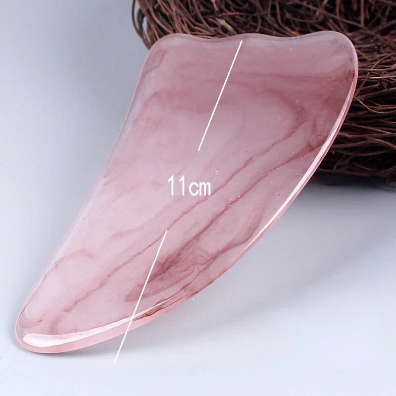Скребок Гуаша из розового кварца, 11 см, Pink 1