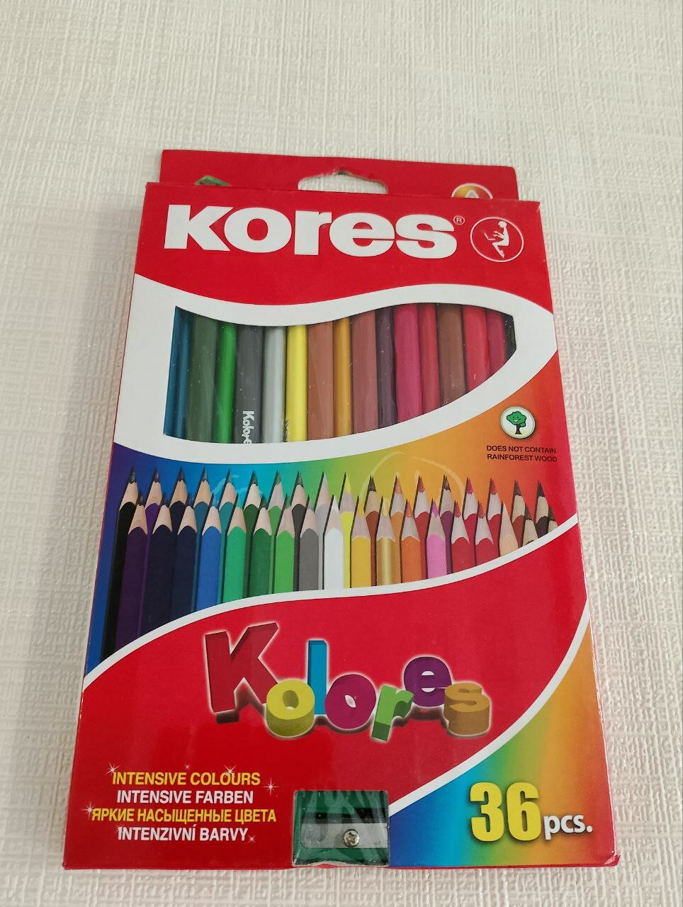 Карандаши цветные 36цв 3-гран, точилка Kores 93336.01