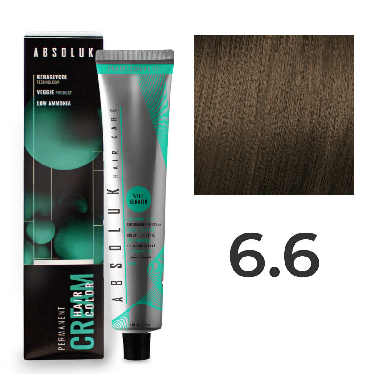 Крем - краска для волос профессиональная Absoluk Hair Color Cream 6.6 Темный русый Бежевый, 100 мл