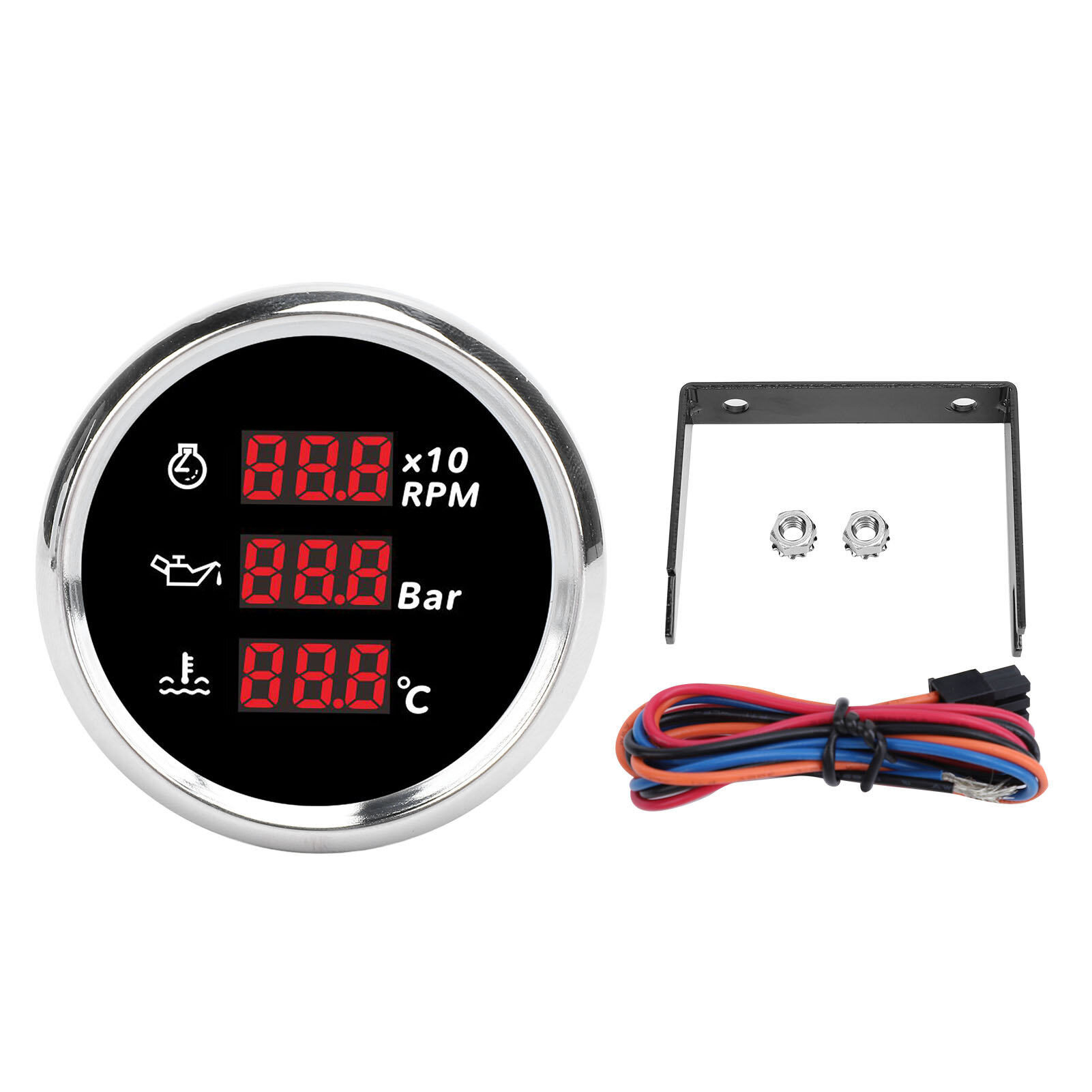 Цифровой манометр давления масла и температуры воды 52MM 3 в 1 LED тахометр с подсветкой для лодки я