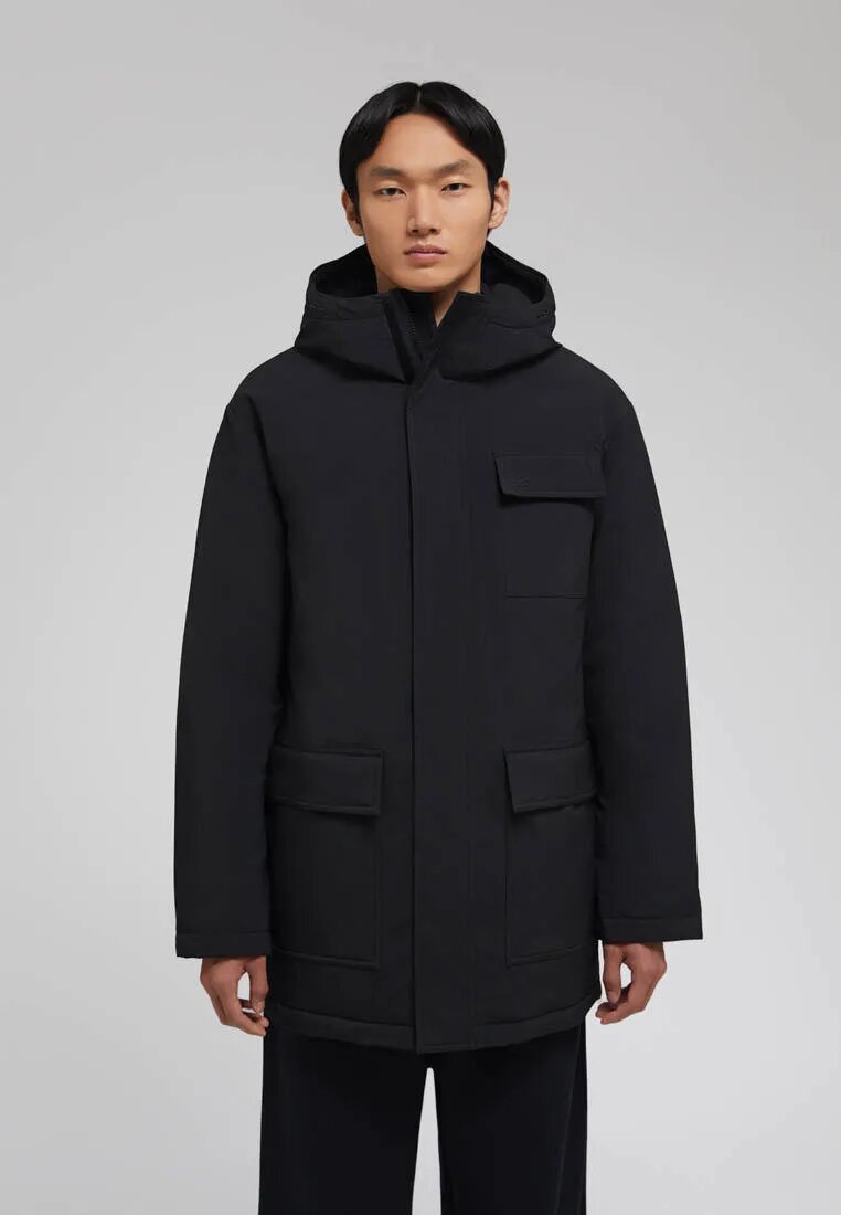 Пальто утепленная с капюшоном