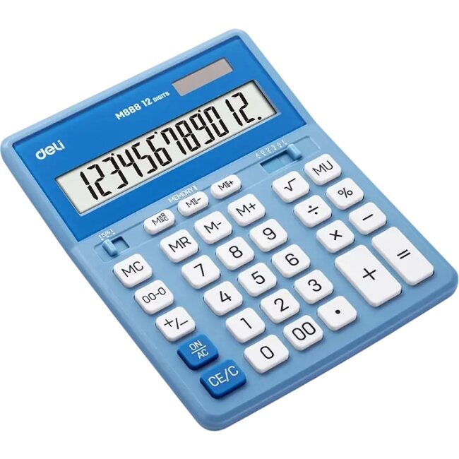 Калькулятор настольный Deli EM888A-BL голубой/белый 12-разр